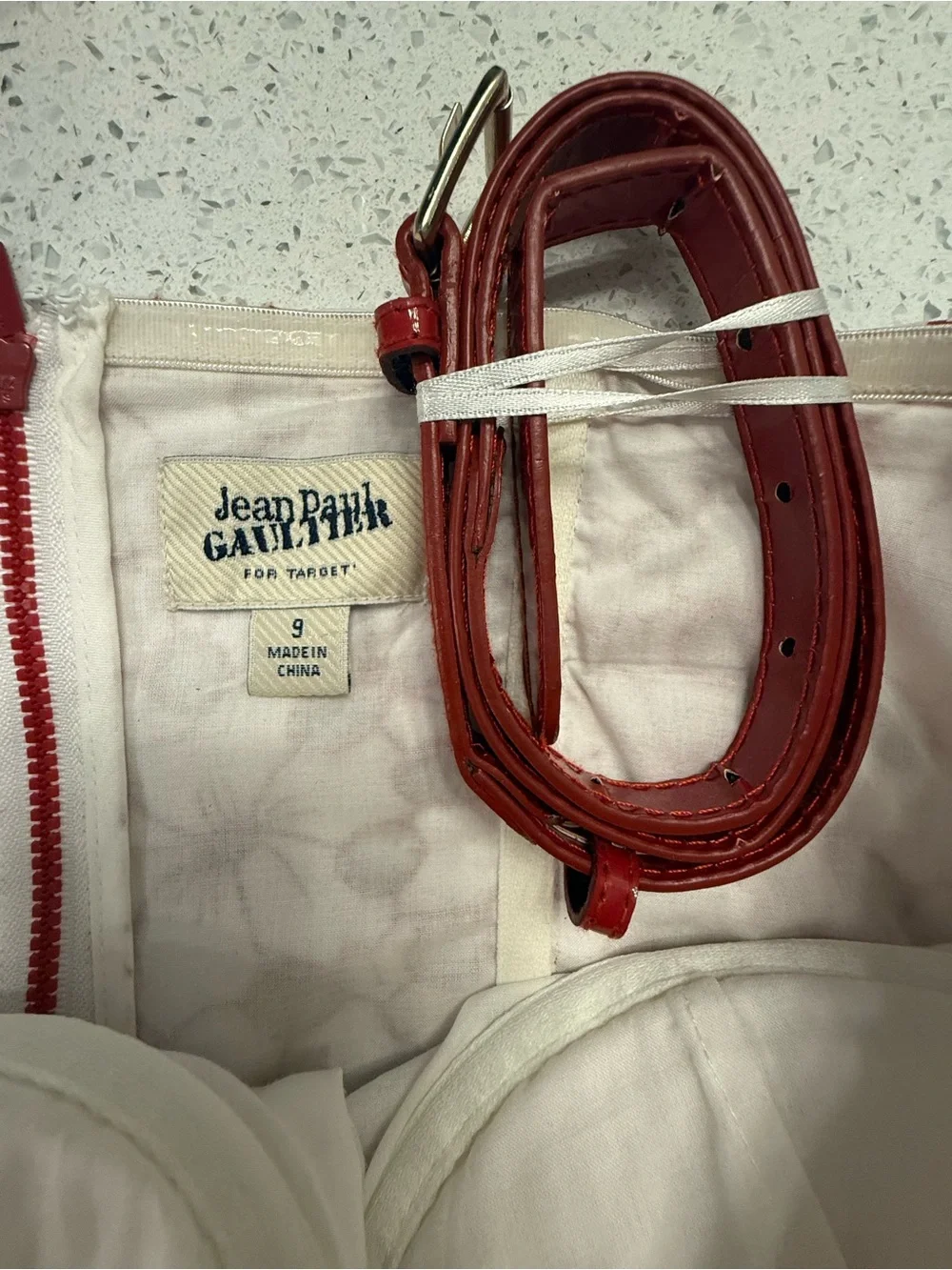 Jean Paul Gaultier | Dresses | Jean Paul Gaultier White Dress With Red ...
